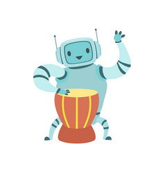 Cute robot musician playing banjo musical Vector Image