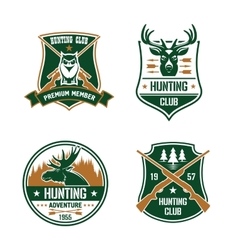 Hunting club icons outdoor adventure emblems Vector Image