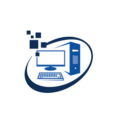Computer desktop pc logo design icon Royalty Free Vector
