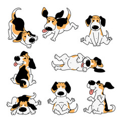 Lazy dog beagle laying on his back comic cartoon Vector Image