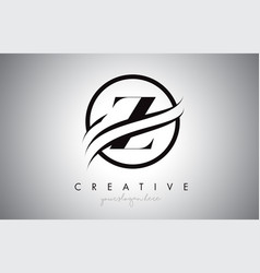 Z letter logo design with circle swoosh border Vector Image