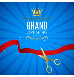 Grand Opening design template with ribbon and Vector Image
