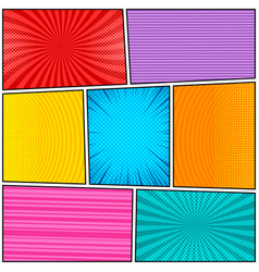 Set of colorful retro comic book page background Vector Image
