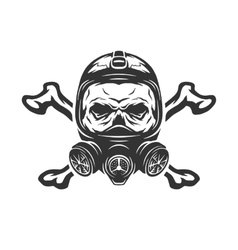 Skull wearing a gas mask and crossbones Royalty Free Vector