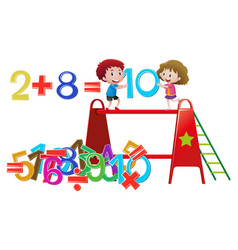 Group kids solving math problems image Royalty Free Vector