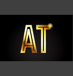 Gold alphabet letter at a t logo combination icon Vector Image