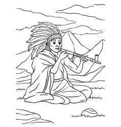 Native american indian canoe coloring page Vector Image