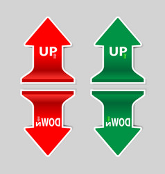 Red and green up down signs arrow with shadow Vector Image