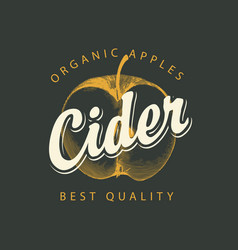 Cider label with apple tree in retro style Vector Image