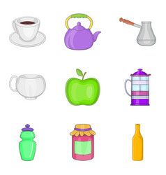 Mead icons set cartoon style Royalty Free Vector Image