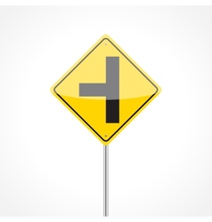 Side road warning road traffic sign isolated Vector Image