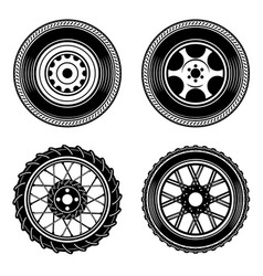 Set car and motorcycle wheels icons design Vector Image