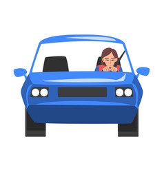 Front view blue off road truck suv pickup Vector Image