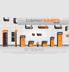 Hanging red long signboard with a frame isolated Vector Image