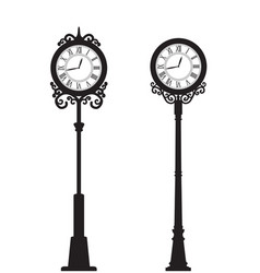 Street clocks and a lamp post hand-drawn Vector Image
