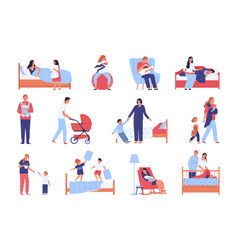 Daily kids routine clocks newborn children Vector Image