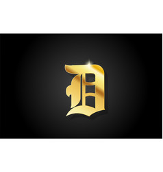 D alphabet letter golden 3d logo icon design Vector Image