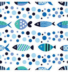 Cute colorful fish kids background sea motif Vector Image