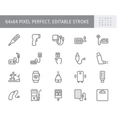 Personal medical devices line icons Royalty Free Vector