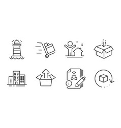 Online delivery return parcel and push cart icons Vector Image