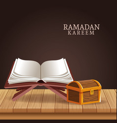 Ramadan kareem with waning moon and islamic art Vector Image