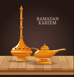 Ramadan kareem with waning moon and islamic art Vector Image