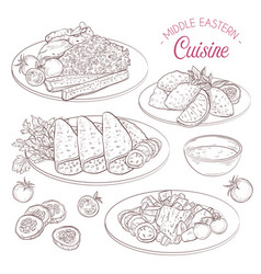 Arabic food middle eastern sweets and tea Vector Image