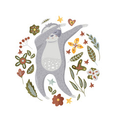 Cute sloth dancing dab dance Royalty Free Vector Image