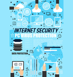 Cyber security internet poster Royalty Free Vector Image
