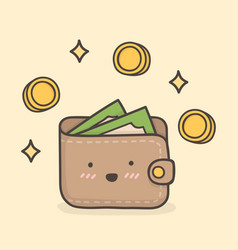 Cute smiling happy money wallet Royalty Free Vector Image