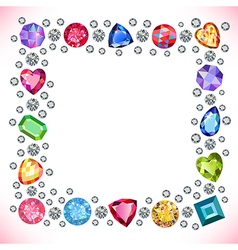 Colored gems square round frame Royalty Free Vector Image