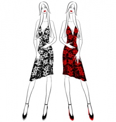 Fashion girls in winter coats Royalty Free Vector Image