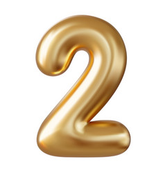 Number two numeral second yellow glossy balloon Vector Image