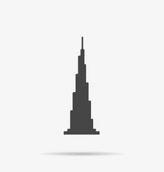 Burj khalifa tower icon uae dubai symbol gray un Vector Image