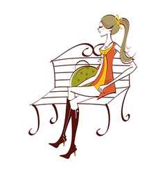 Side view of a woman looking down and smiling Vector Image