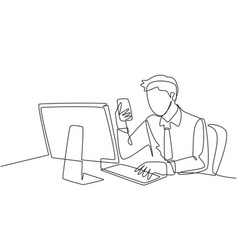 One continuous line drawing and computer Vector Image