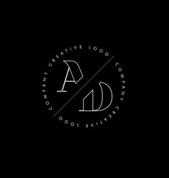 Ad a d letter logo design with a creative cut Vector Image