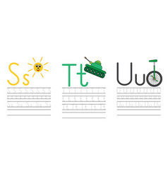 Writing practice letters pqr education for kids Vector Image