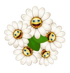 Bouquet flowers with smiling daisies Royalty Free Vector