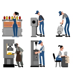 Construction floor and window installer workers Vector Image