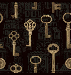 Seamless pattern with golden keys Royalty Free Vector Image