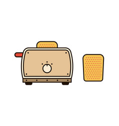 Red toaster with toasted bread for breakfast Vector Image