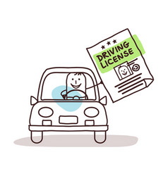 Driving test banner with driver license and car Vector Image