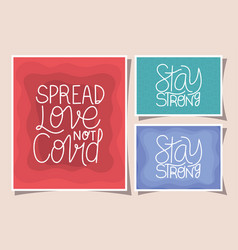 Covid19 19 virus lettering frames set design Vector Image
