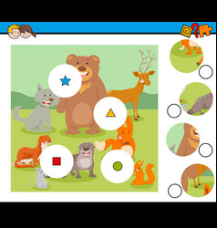 Match pieces puzzle with sea animals group Vector Image