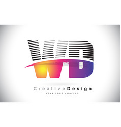 Wd w d grunge letter logo with purple vibrant Vector Image