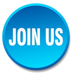 Join us blue round flat isolated push button Vector Image