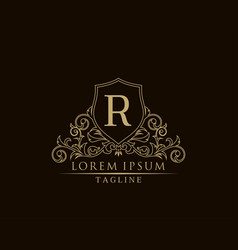 Elegant letter r graceful royal style Royalty Free Vector