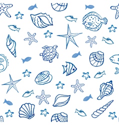 Summer seamless pattern with sea shells anchor Vector Image