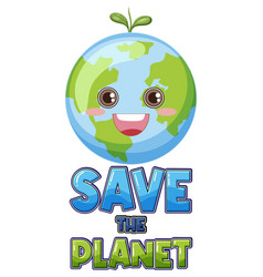 Happy earth character with sun and rainbow Vector Image